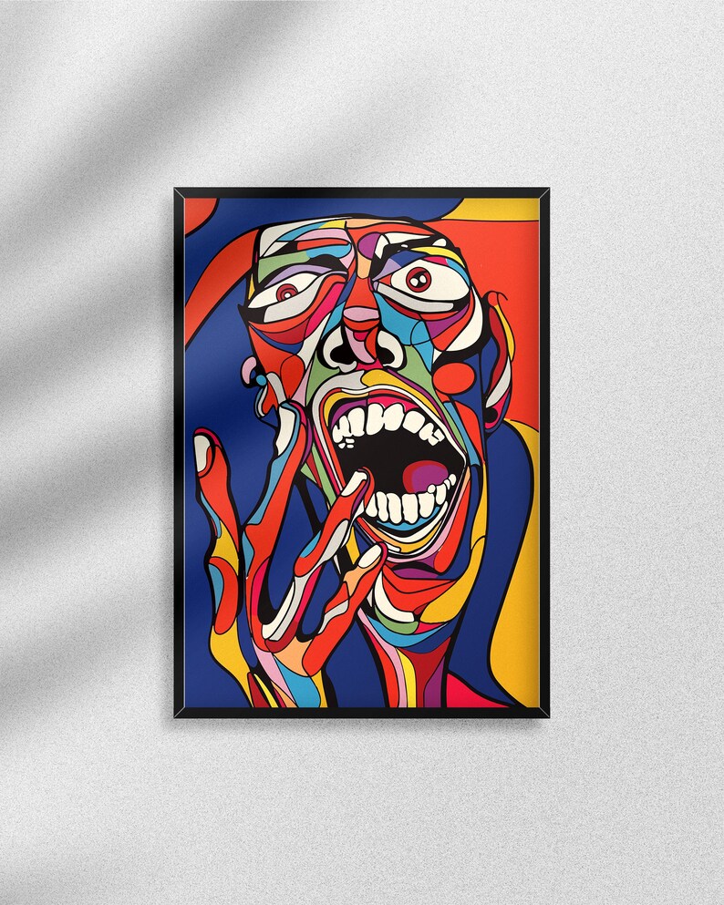 Scream - Vibrant Expressionist Digital Art Print - Minimalist Home ...