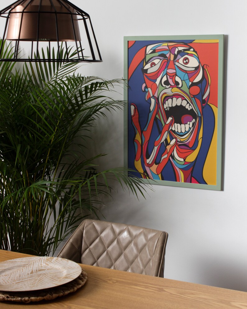 Scream - Vibrant Expressionist Digital Art Print - Minimalist Home ...