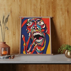Scream - Vibrant Expressionist Digital Art Print - Minimalist Home ...