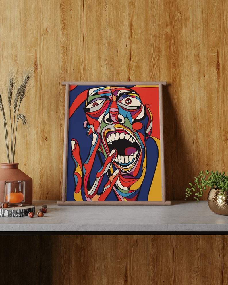 Scream - Vibrant Expressionist Digital Art Print - Minimalist Home ...