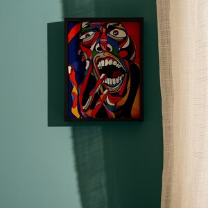 Scream - Vibrant Expressionist Digital Art Print - Minimalist Home ...
