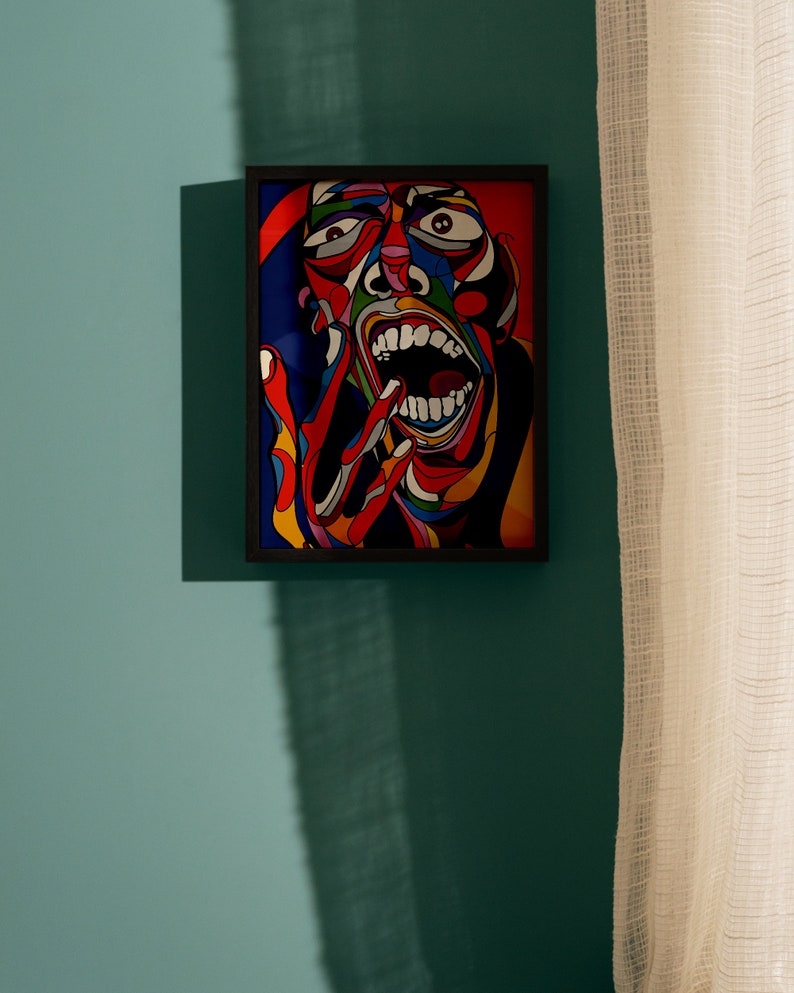 Scream - Vibrant Expressionist Digital Art Print - Minimalist Home ...