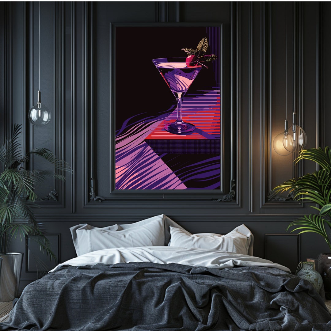 Cocktail Purple Rain Print, Unframed, Large Poster, Pop Art Print ...