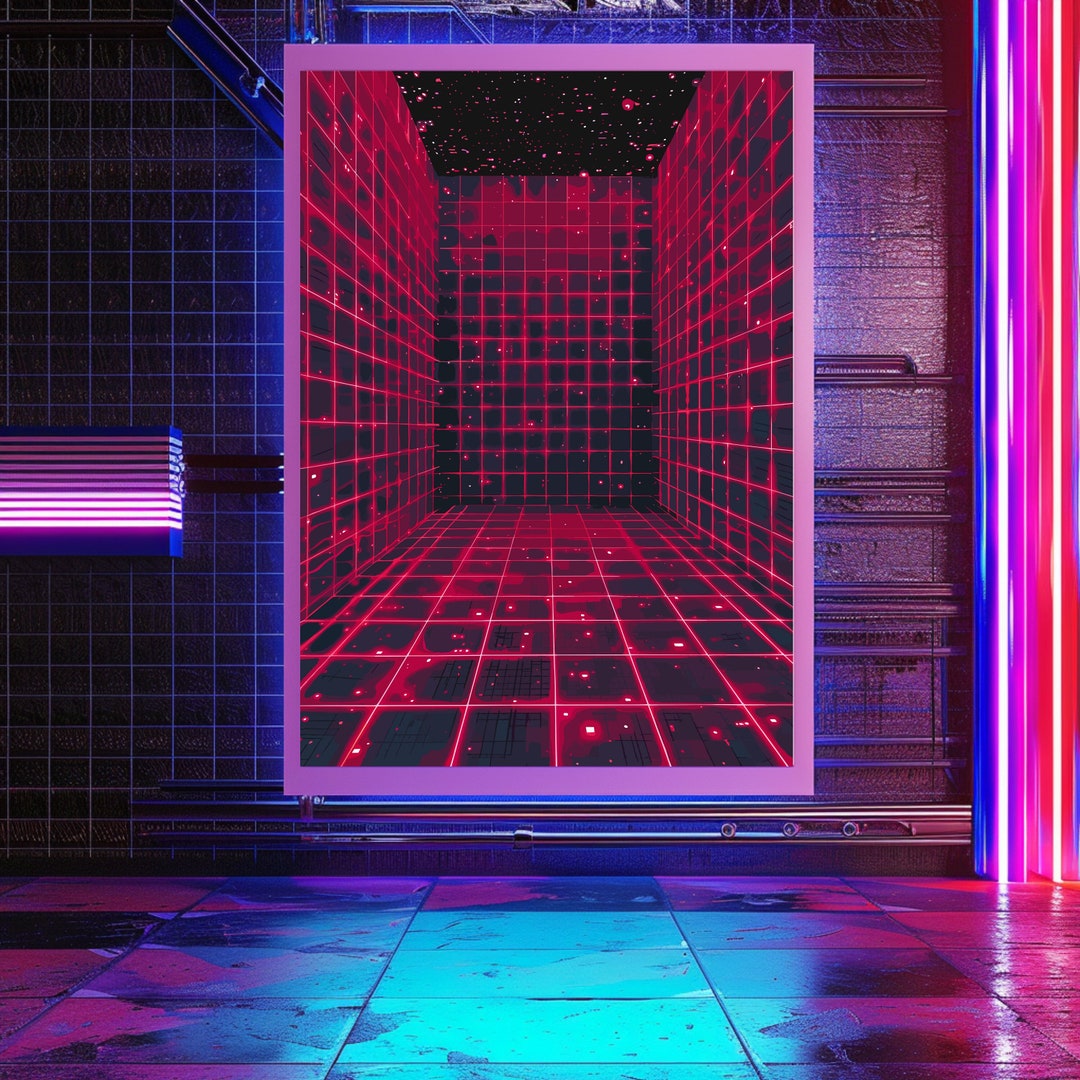 Cyber Abstract Poster, Multiverse Wall Art, 1980s Retrofuturism Wall ...