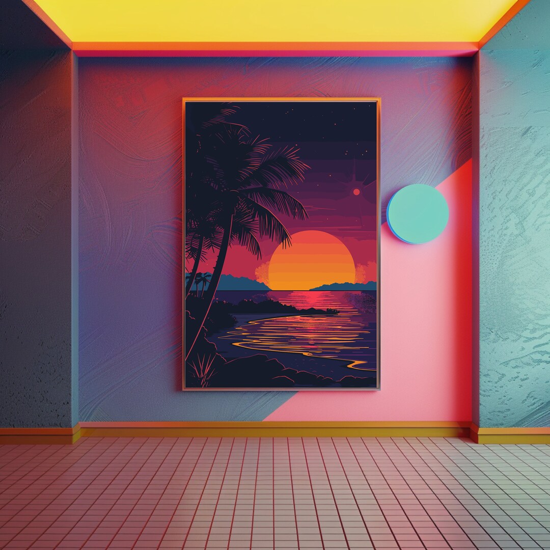 Los Angeles Synthwave Art Poster, 1980s Inspired Wall Decor, Retro ...