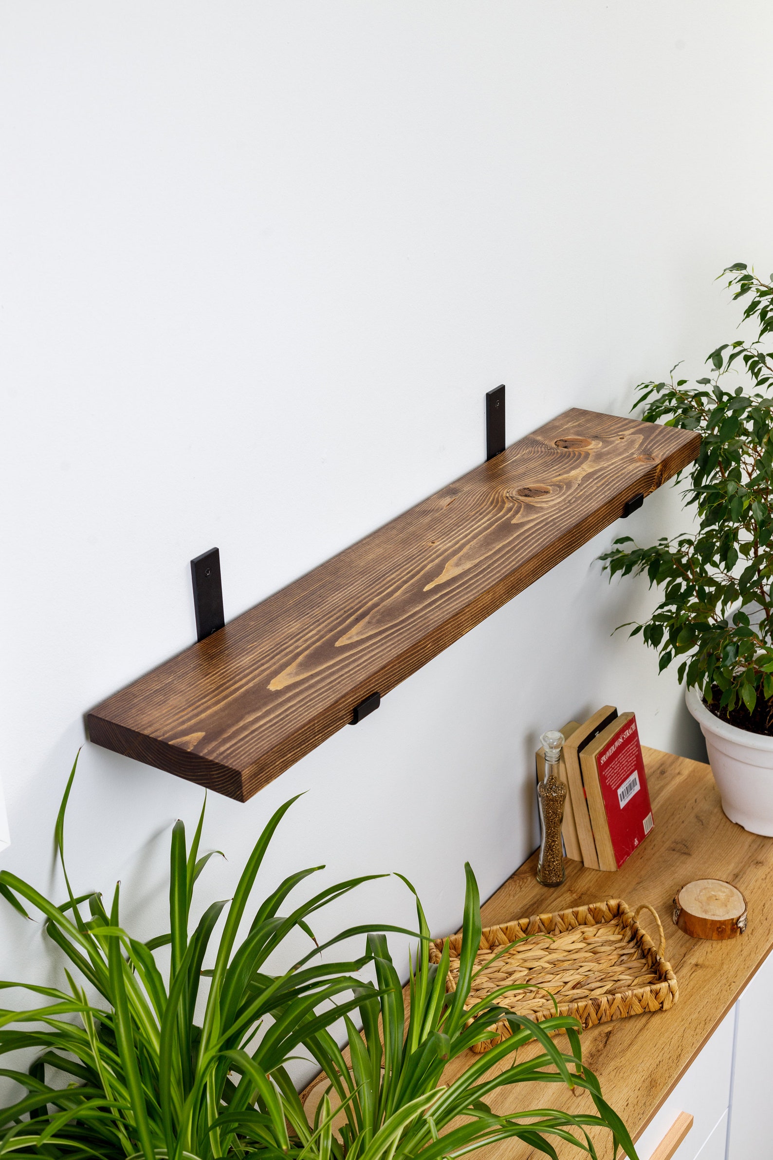 Rustic Floating Shelf, Custom Wood Shelves, Decor Floating Shelf Wax ...