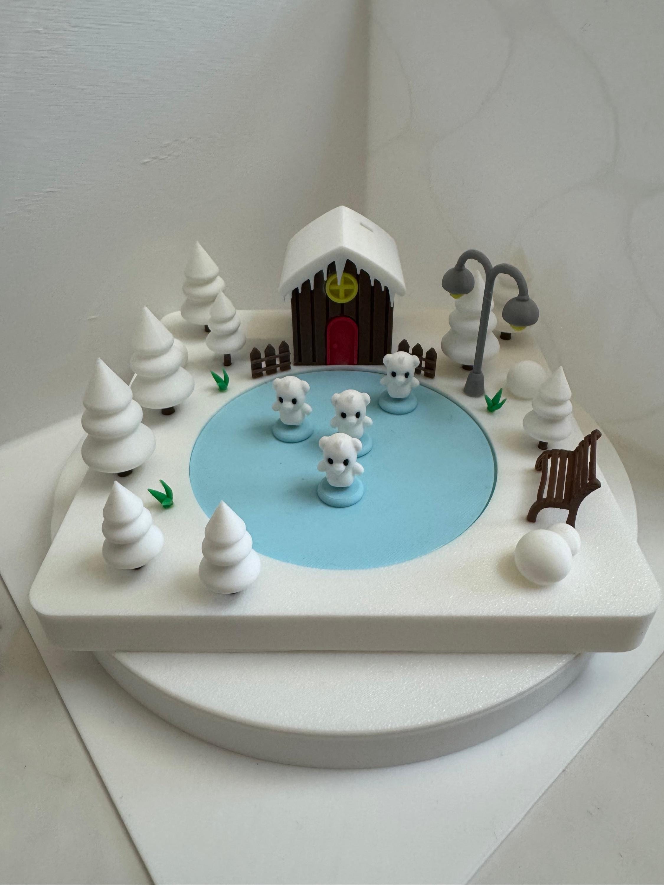 Motorized Ice-skating Bears on North Pole Landscape - Etsy