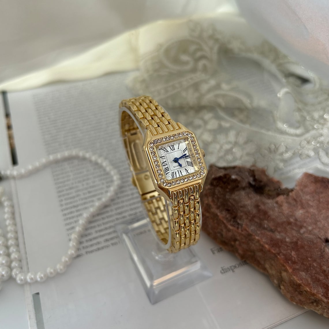 Gold Vintage Wrist Watch Womens Wrist Watch Leopard Lovely Watch Dainty ...