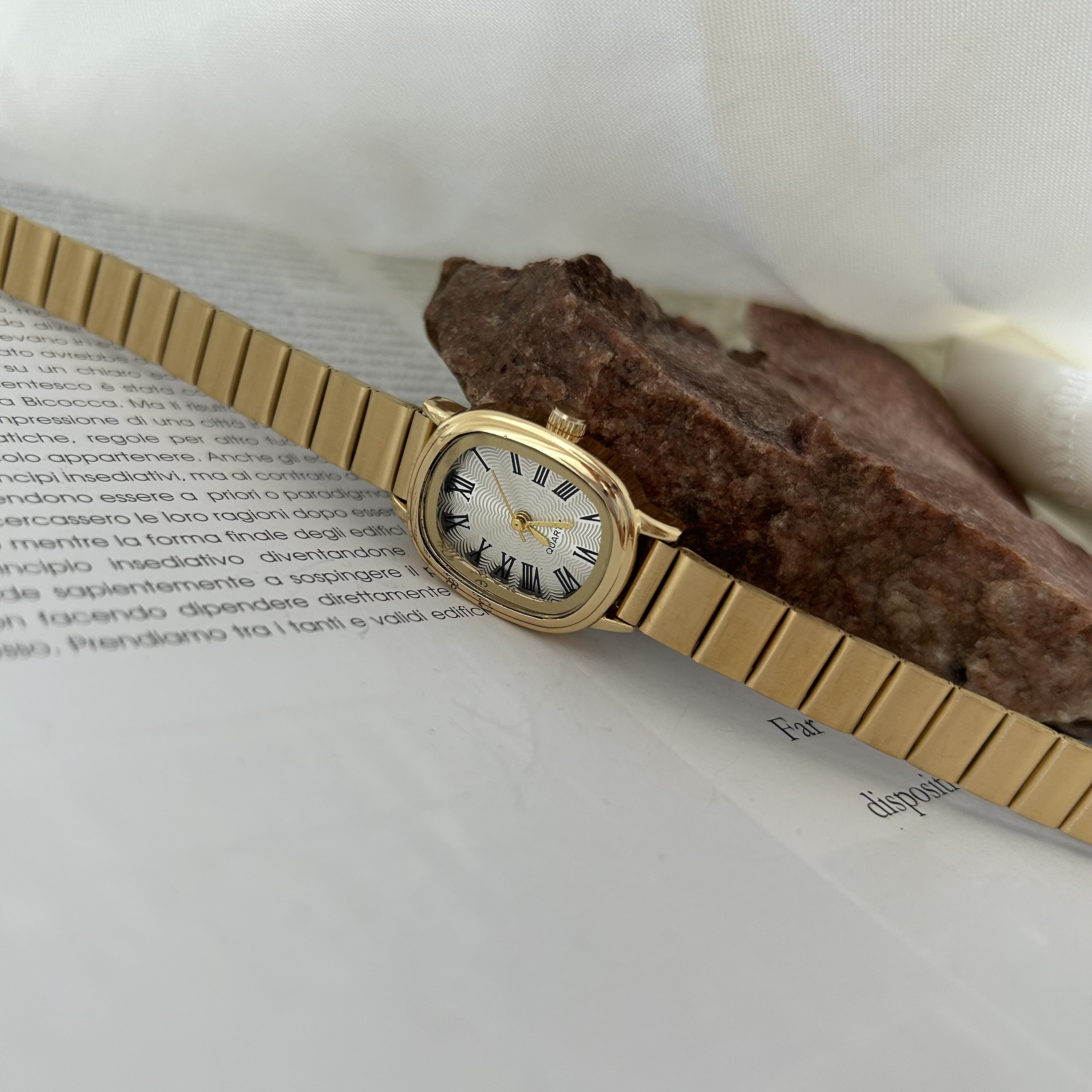 Gold Womens Wrist Watch Gold Vintage Watch Roman Numerals Retro Watch ...