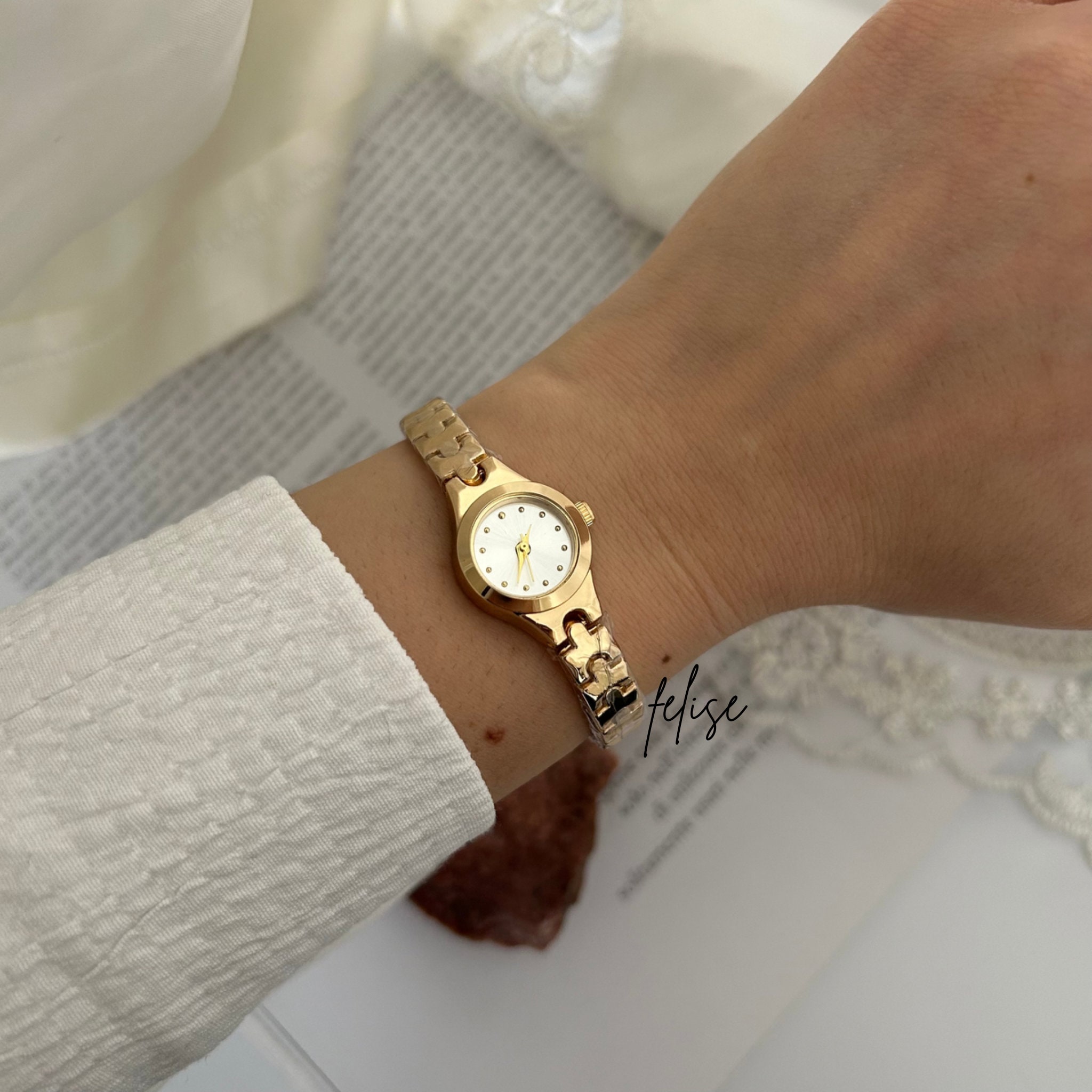 Gold Vintage Wrist Watch, Dainty Womens Wrist Watch, Small Gold Watch, Minimalist Womens Wrist ...