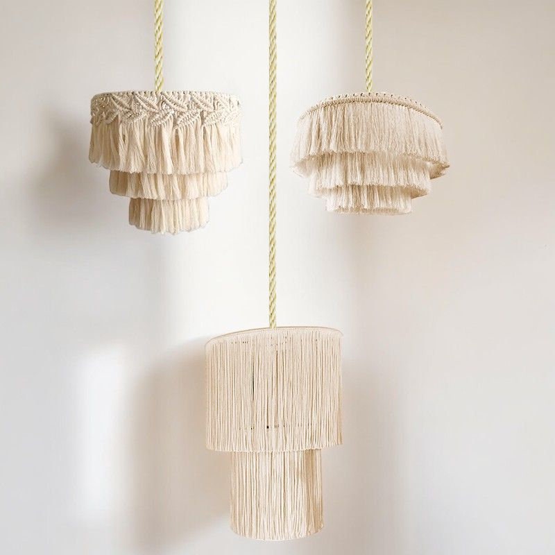 Lampshade Boho , Hanging Light Covering, Nordic Woven Hanging, Bohemian ...