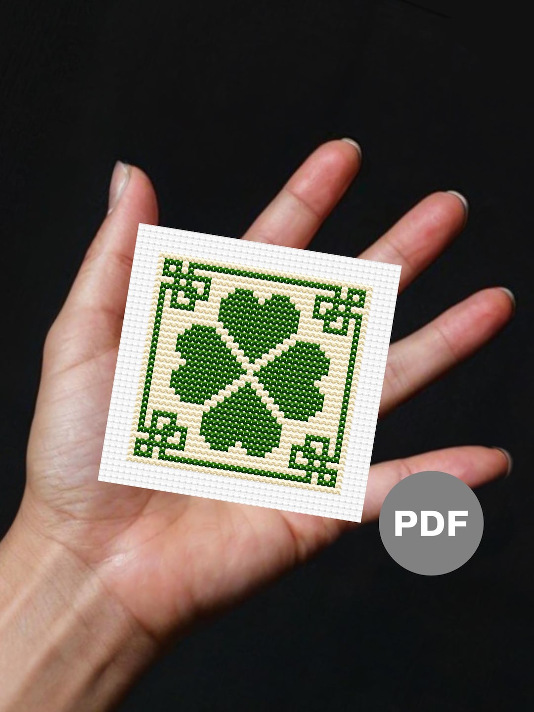 Four Leaf Clover Mini Cross Stitch Pattern – St Patrick's Day Pixel Art ...