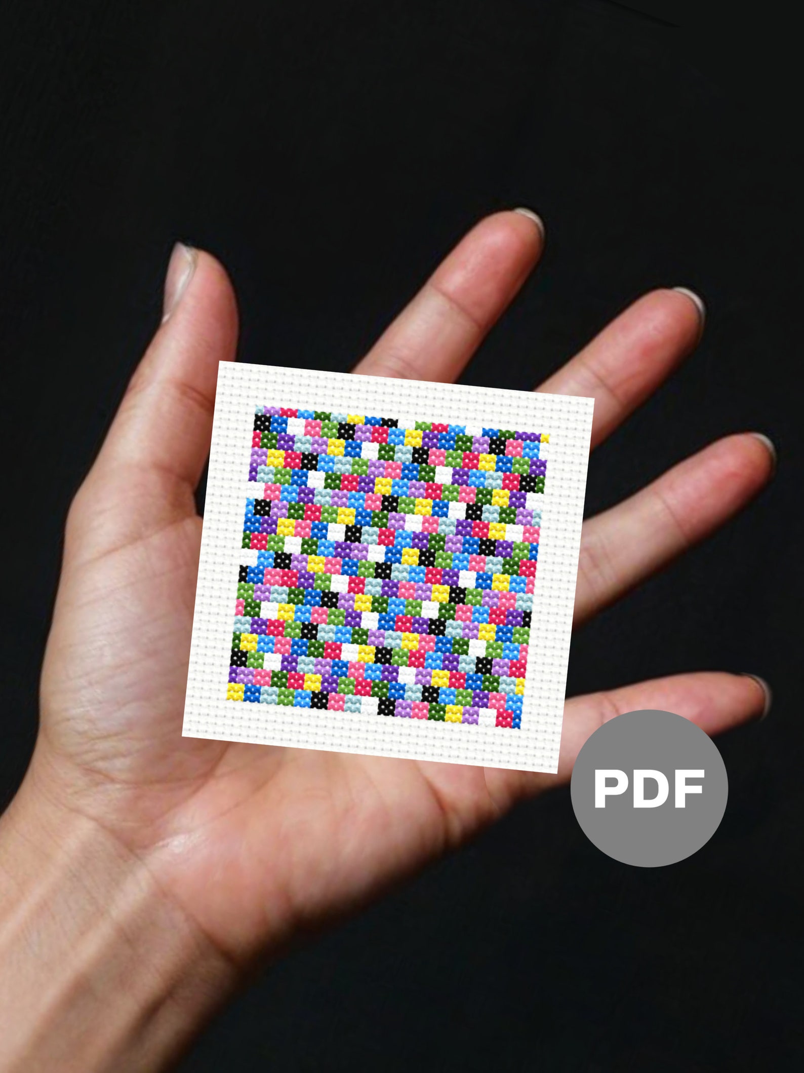 Granny Squares Mini Cross Stitch Pattern – Geometric Patchwork Pixel ...