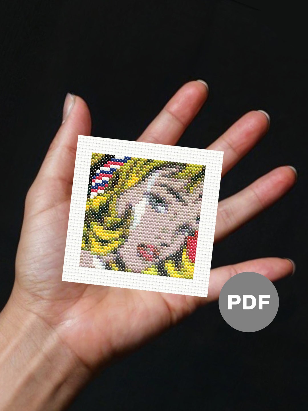 Lichtenstein Girl With Hair Ribbons - Mini Cross Stitch Pattern ...