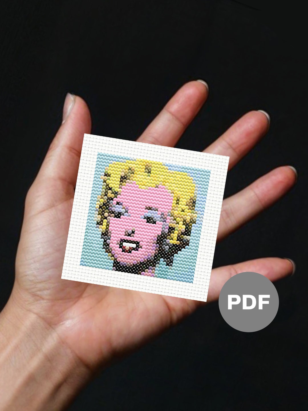Mini-modèle de diptyque Marilyn au point de croix – Pixel art Andy ...