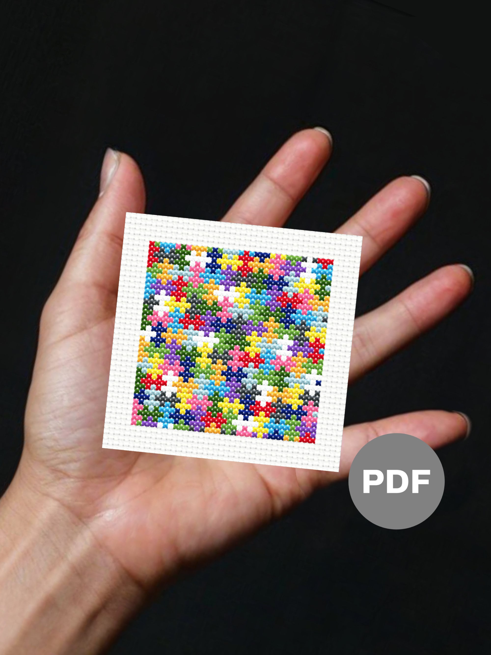 Colourful Jigsaw Puzzle Pixel Art Mini Tiny Cross Stitch Pattern, PDF ...