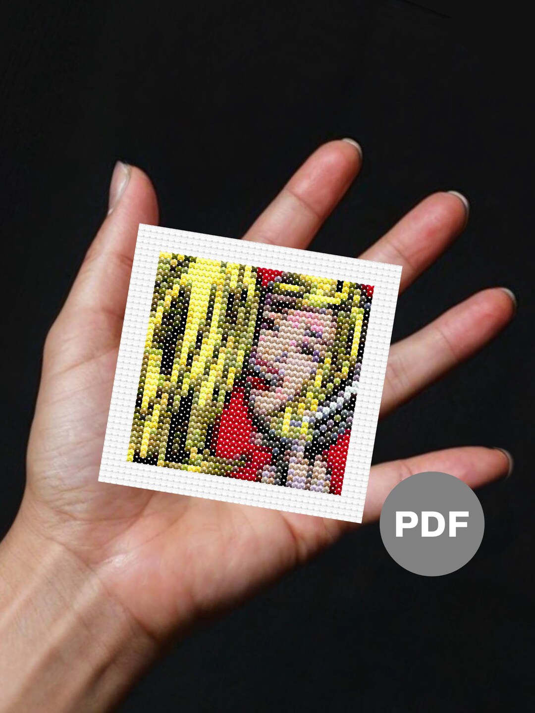 Girl in Mirror - Mini Cross Stitch Pattern, Pixel Art, Small Tiny Cross ...