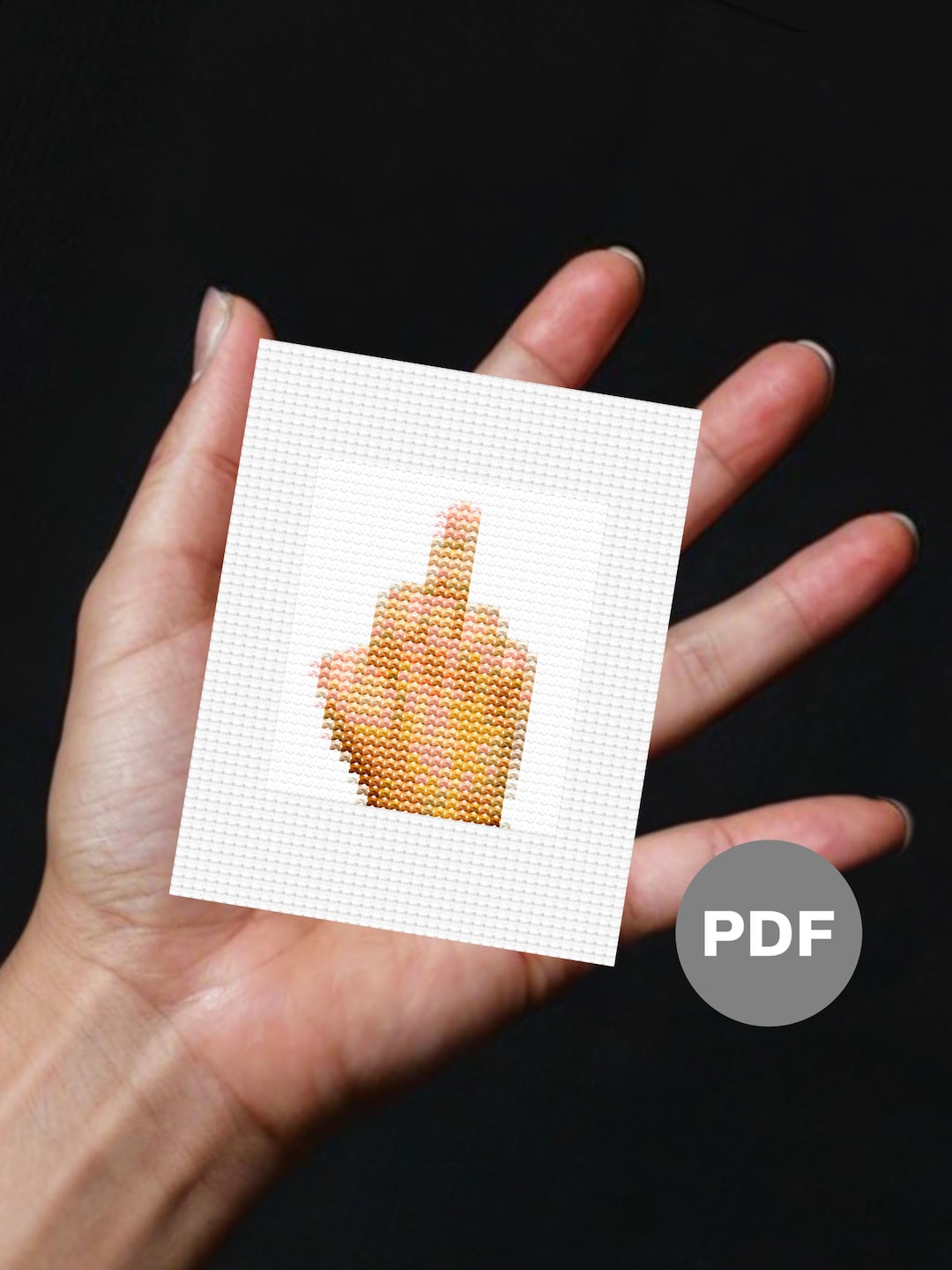 Funny Middle Finger Mini Cross Stitch Pattern - Rude Pixel Art (digital ...