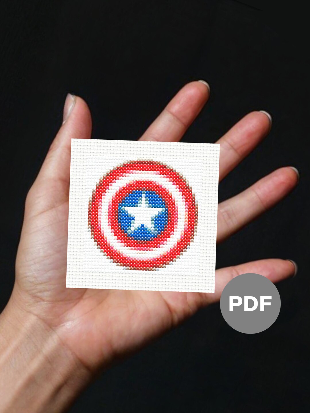 Superhero Shield Pixel Art Mini Tiny Cross Stitch Pattern, PDF Download ...