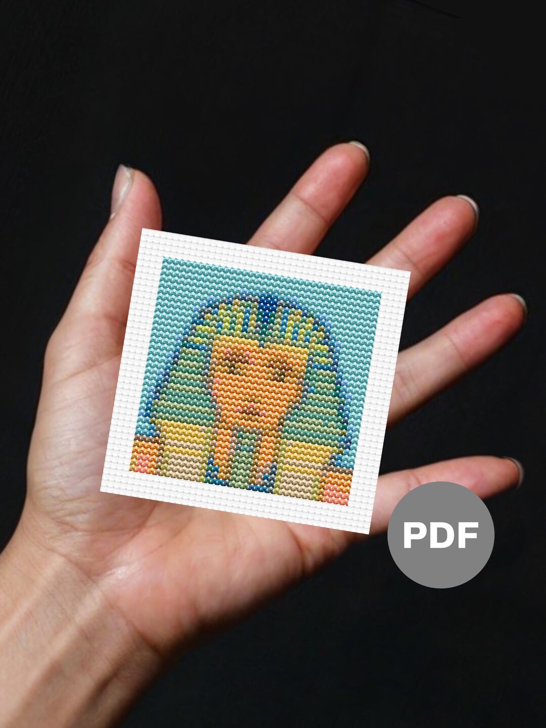 King Tutankhamun - Mini Cross Stitch Pattern, Pixel Art, Small Tiny ...