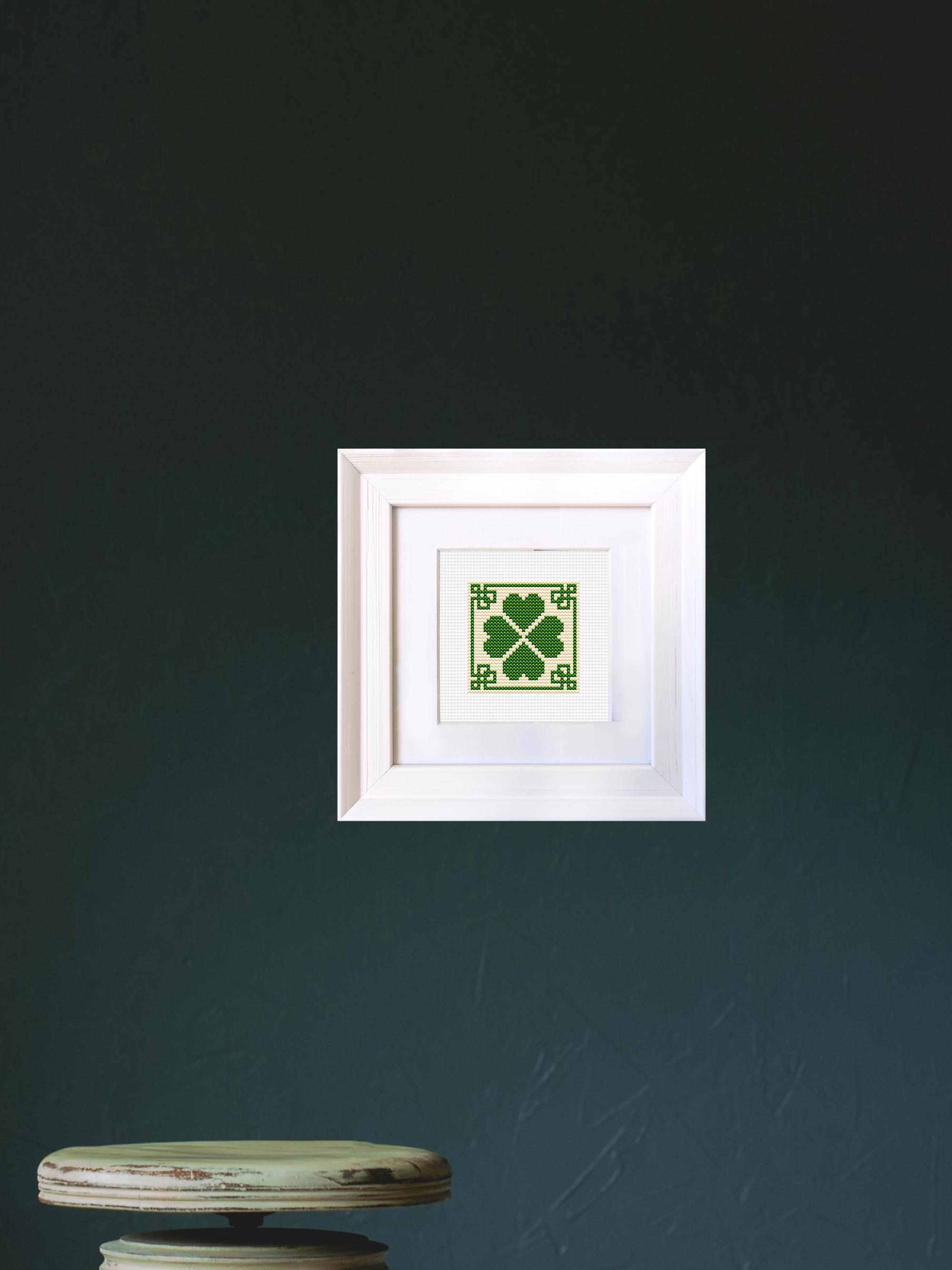 Four Leaf Clover Mini Cross Stitch Pattern – St Patrick's Day Pixel Art ...