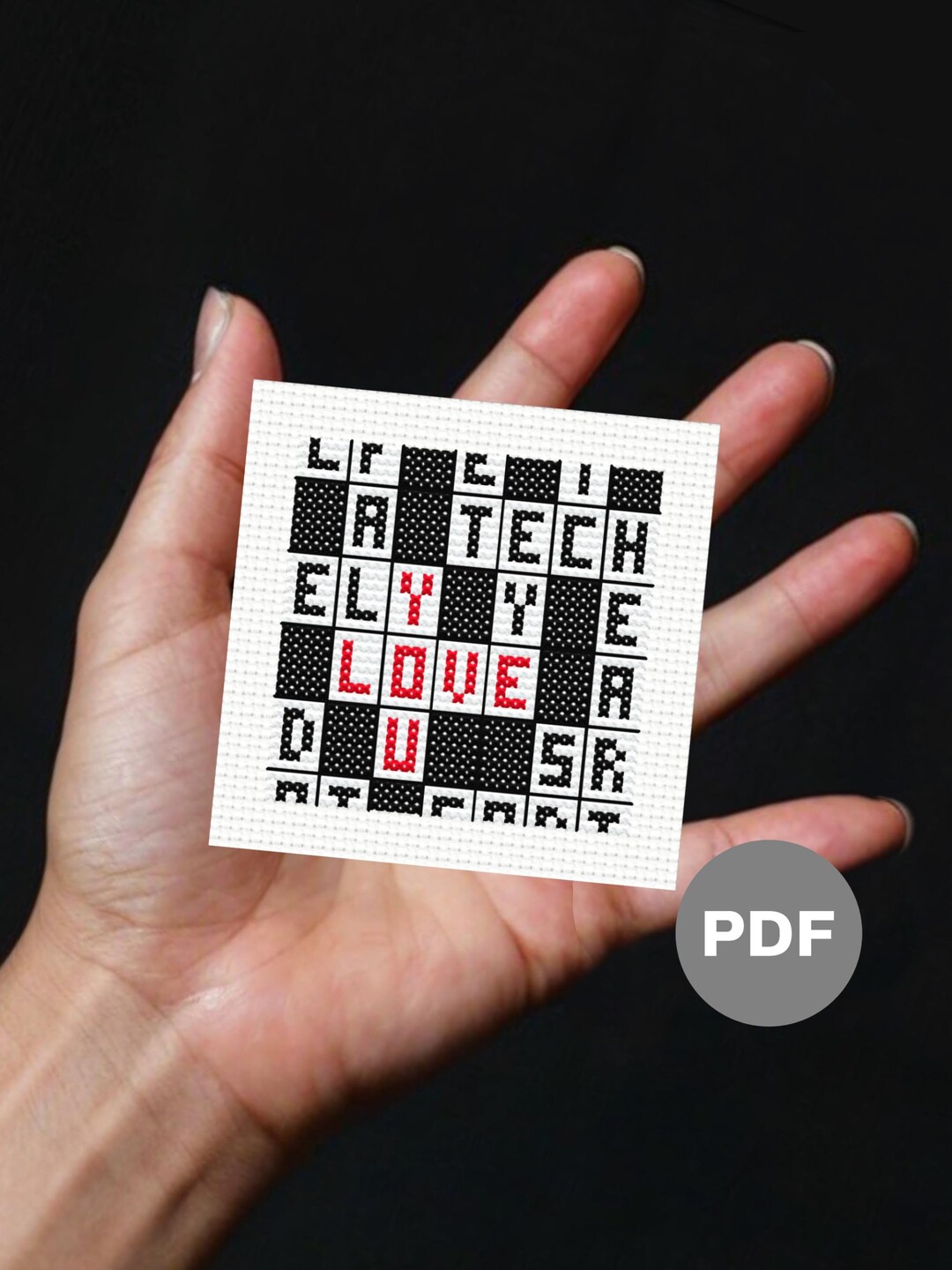 Valentine Crossword Mini Cross Stitch Pattern – Pixel Art (digital PDF ...