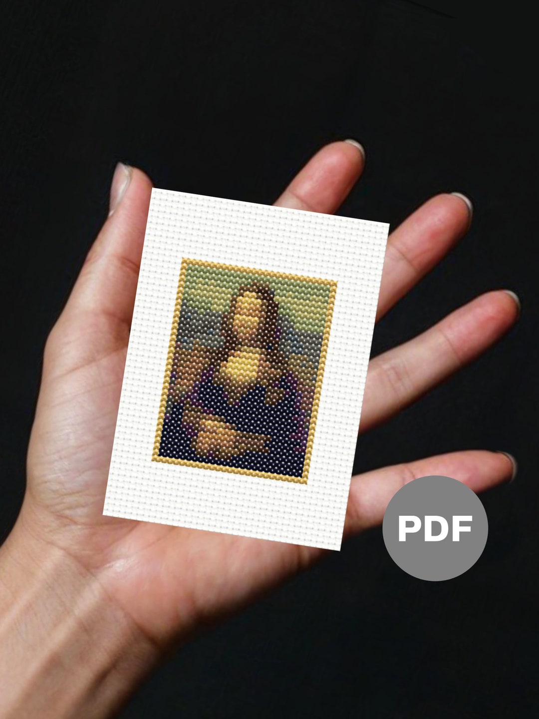 Mona Lisa Pixel Art Mini Tiny Cross Stitch Pattern, PDF Download ...