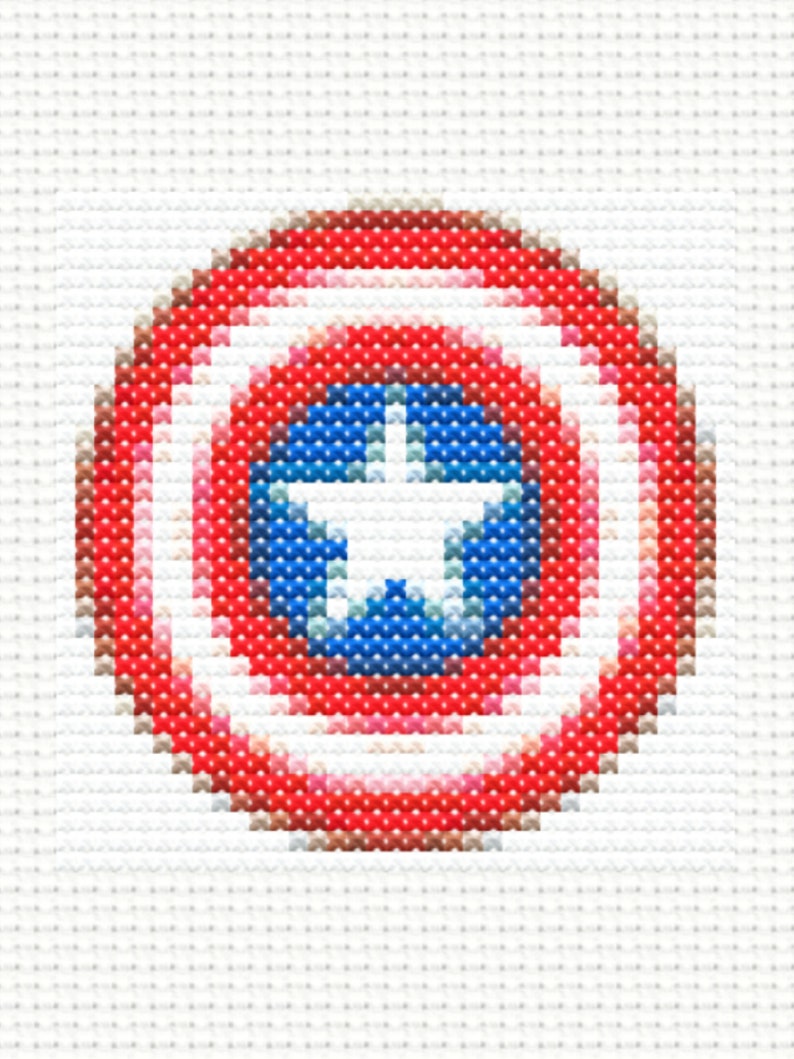 Superhero Shield Pixel Art Mini Tiny Cross Stitch Pattern, PDF Download ...
