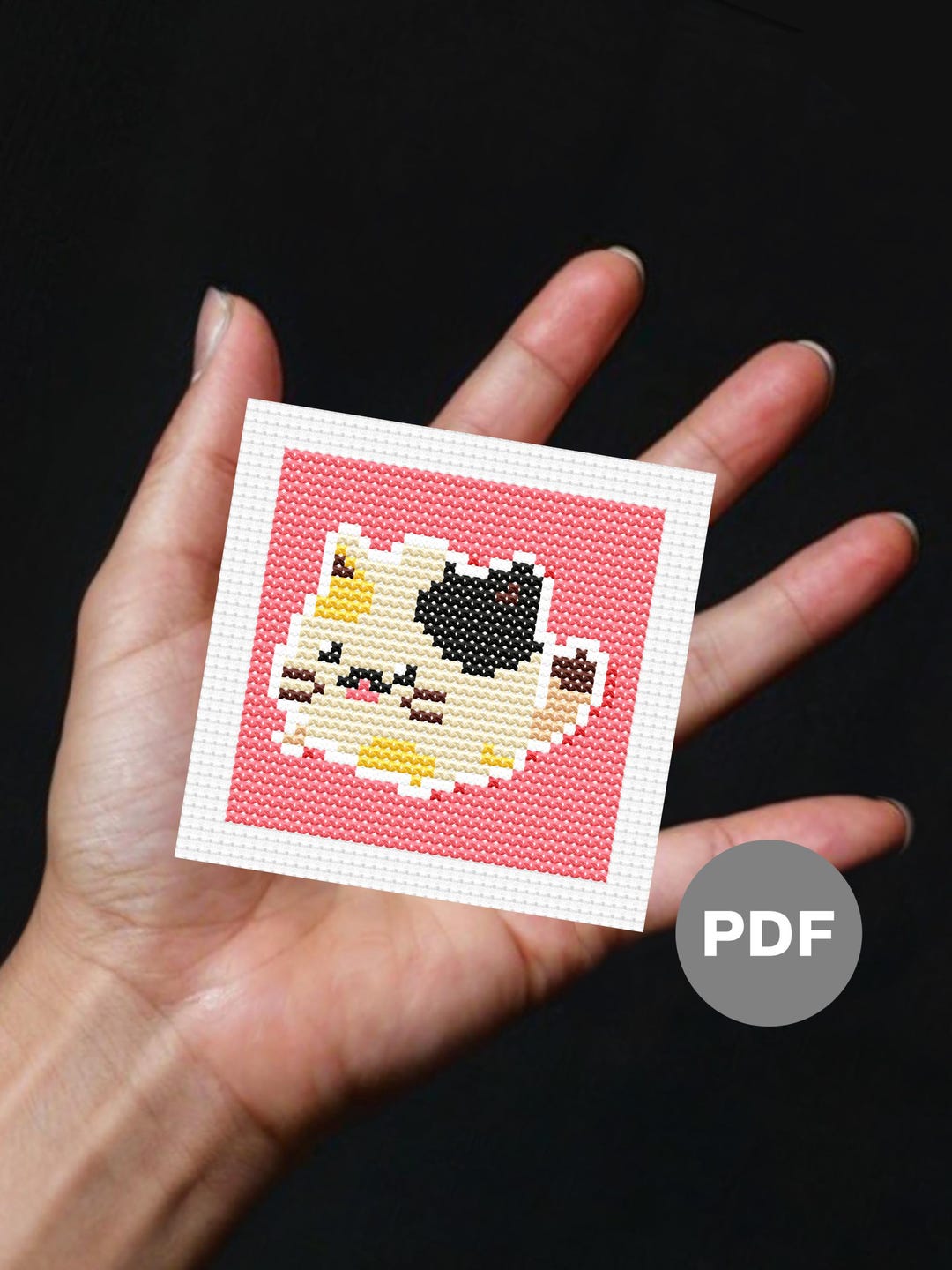 Calico Cat Mini Cross Stitch Pattern – Tiny Pixel Art (digital PDF) - Etsy