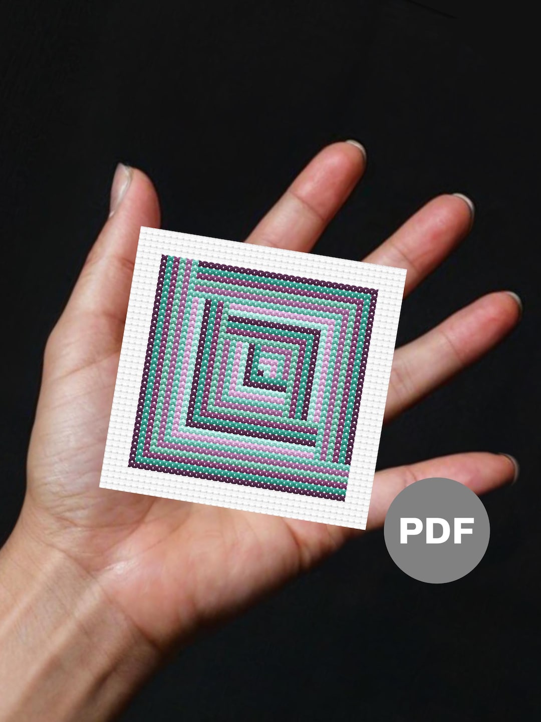 Art Deco Angular Spiral - Mini Cross Stitch Pattern, Abstract Pixel Art ...