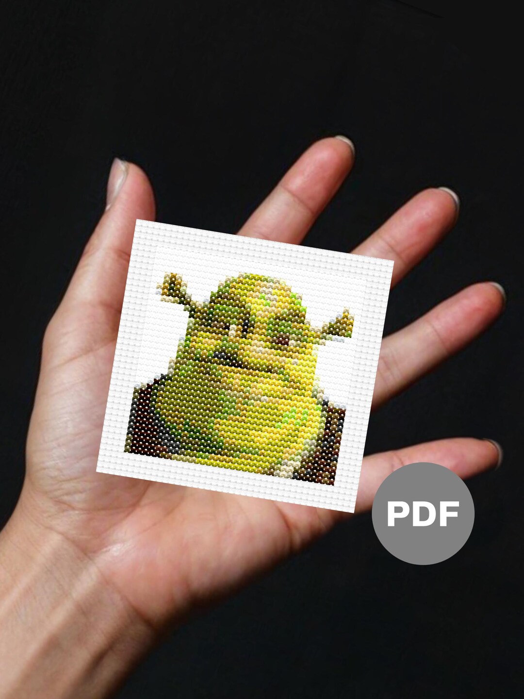 Green Ogre Monster - Mini Cross Stitch Pattern, Pixel Art, Small Tiny ...