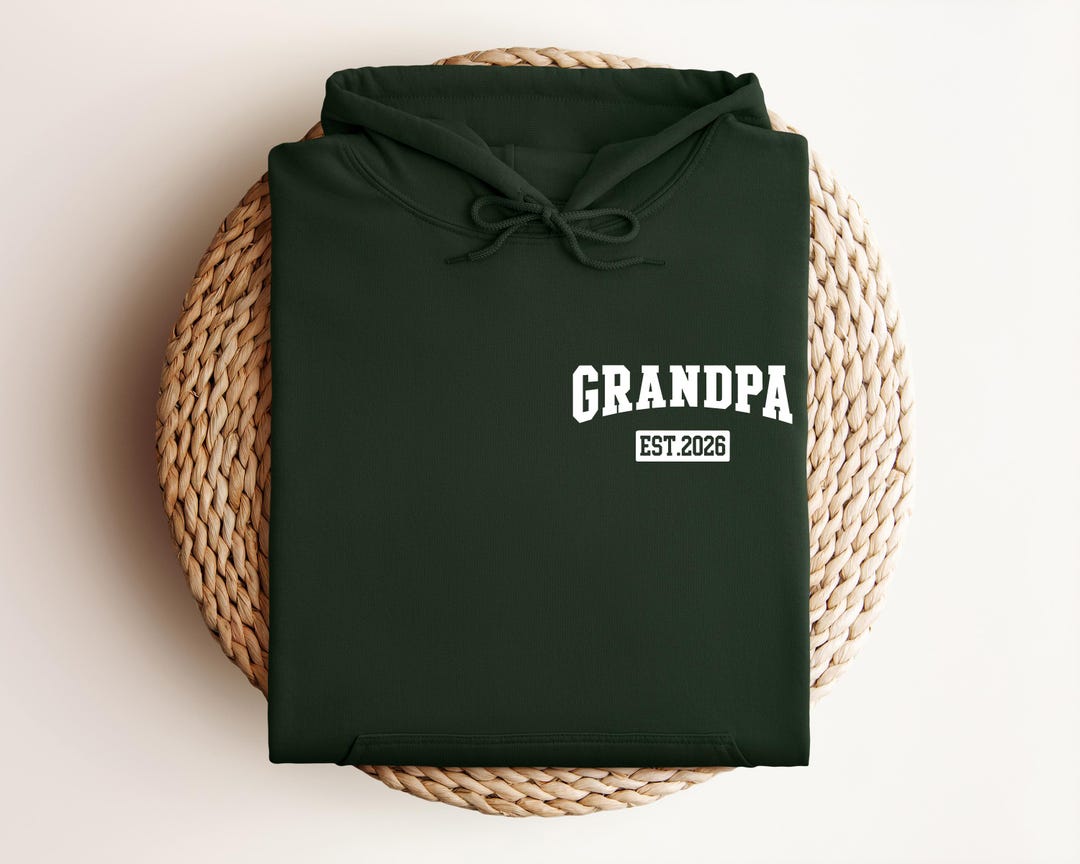Minimalist Grandpa Est 2026 Hoodie, Pocket Custom Grandma Hoodie ...