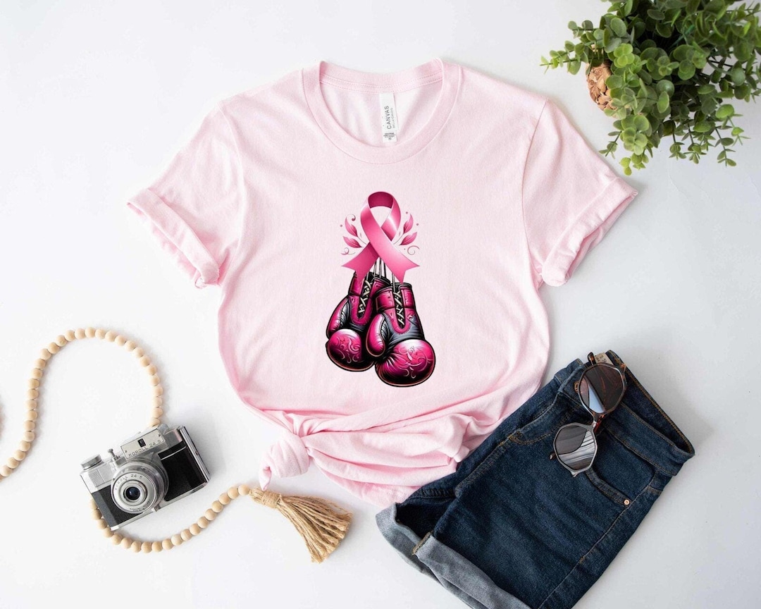 Breast Cancer Boxing Gloves Shirt, Breast Cancer Support Squad Tee ...