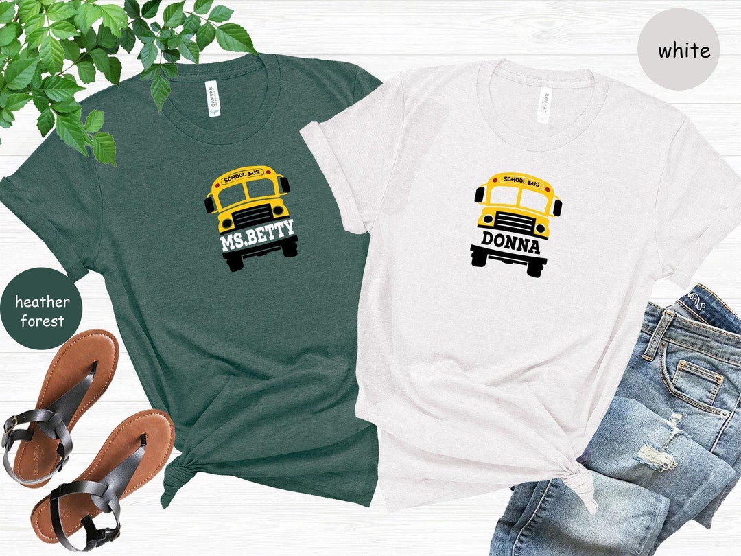 Custom School Bus Driver Shirt, Cute School Bus Shirt, Personalize Name ...