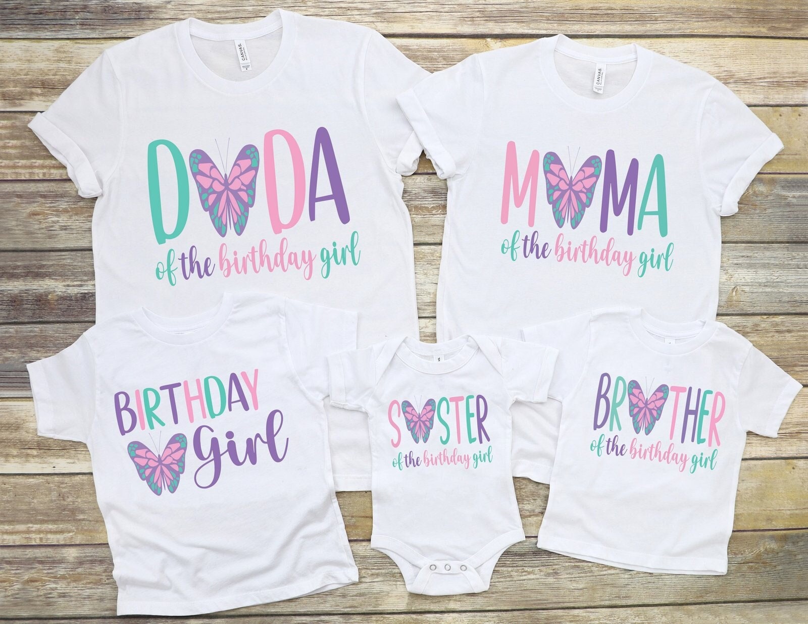 Family Matching Pastel Butterfly Girl Birthday Shirts, 1st Birthday T ...