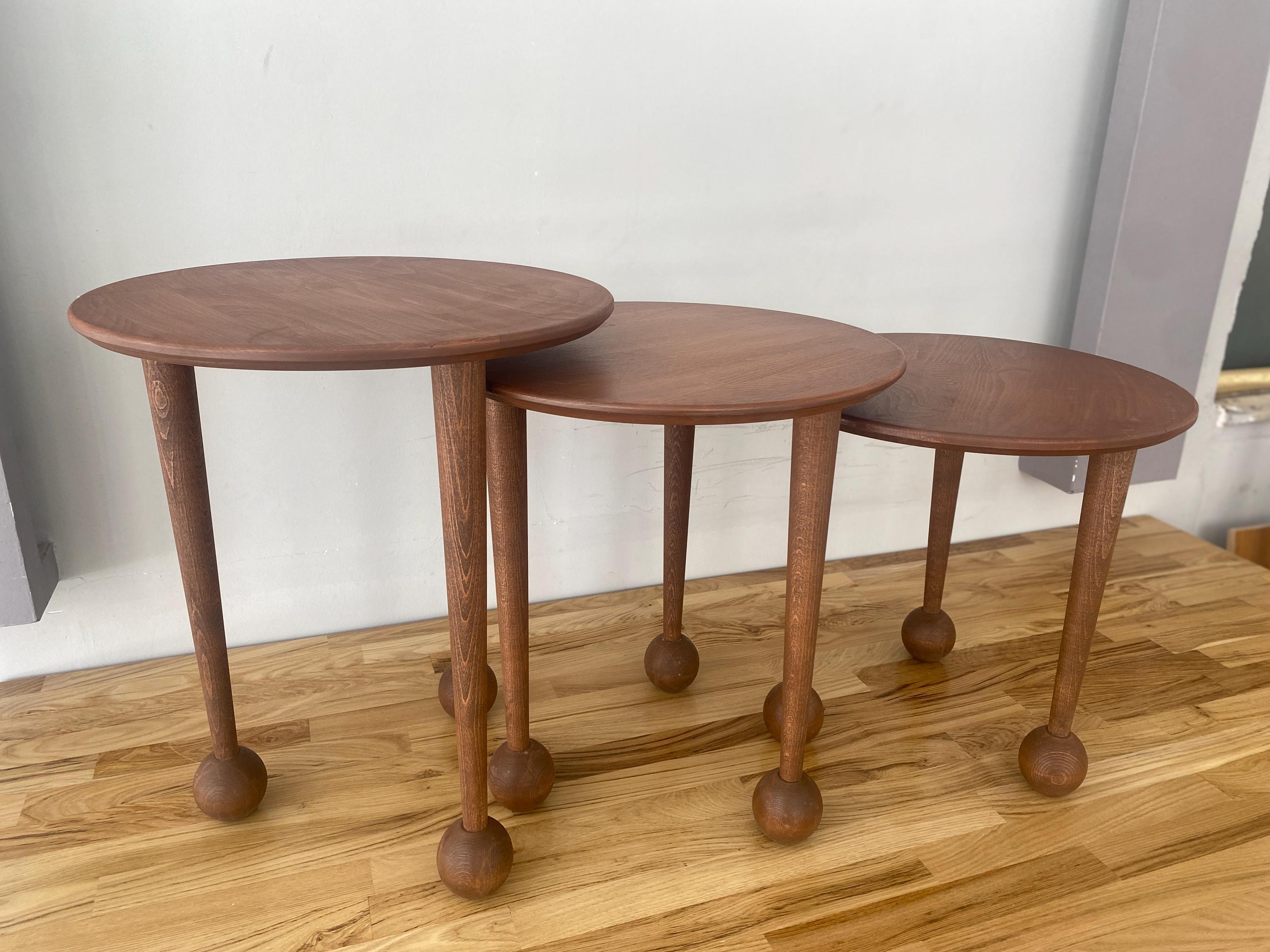 Beech Wood Triple Coffee Table Set: Teak Oil Finish - Etsy