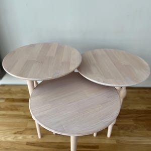 Natural Wood Beech Tree Triple Coffee Table Set, Wooden Coffee Table ...