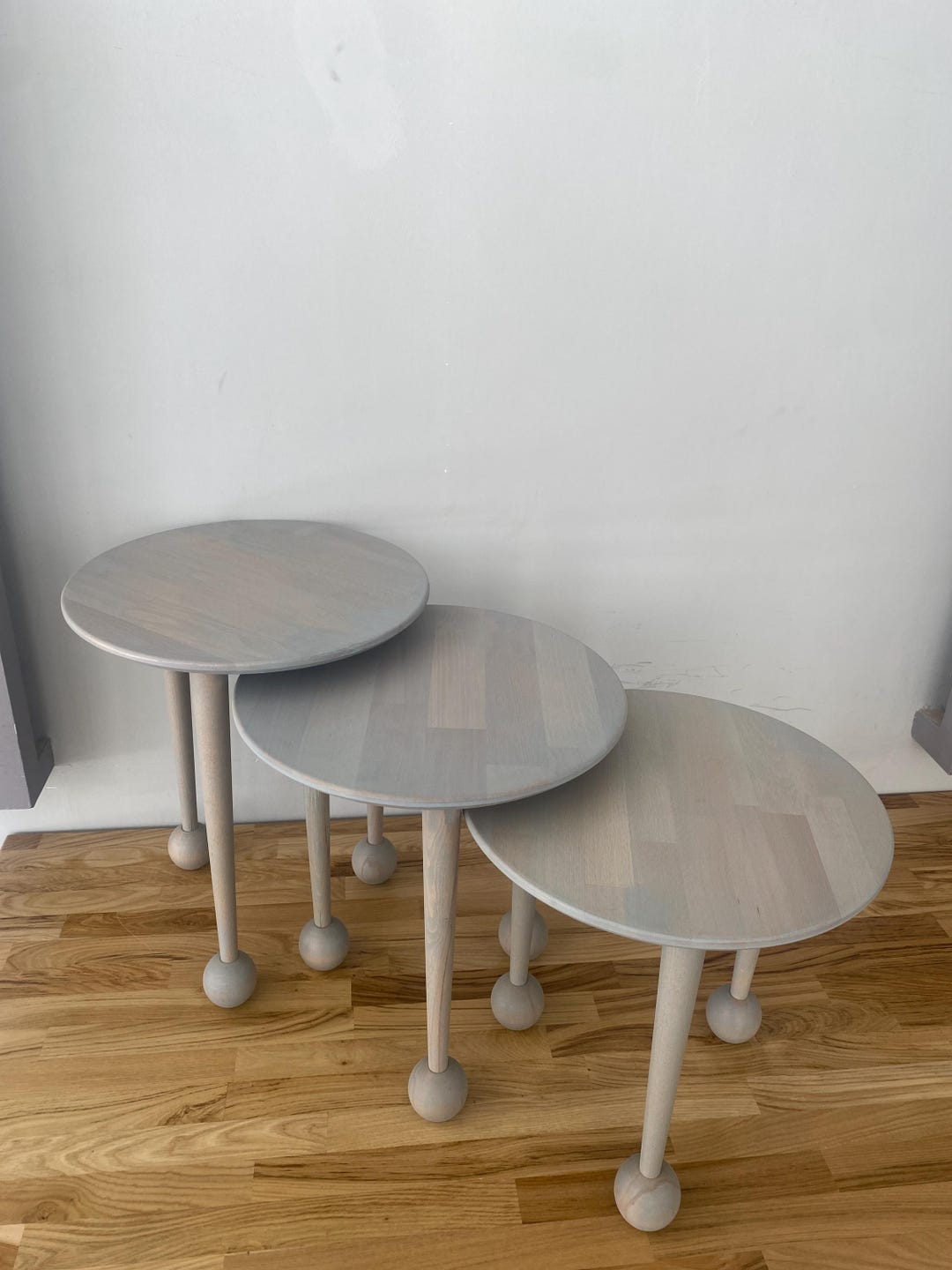 Natural Wood Beech Tree Triple Coffee Table Set, Wooden Coffee Table ...