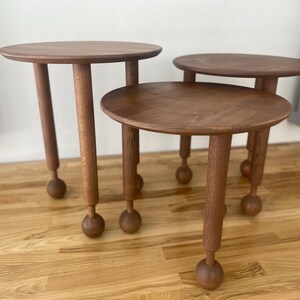 Natural Wood Beech Tree Triple Coffee Table Set, Wooden Coffee Table ...