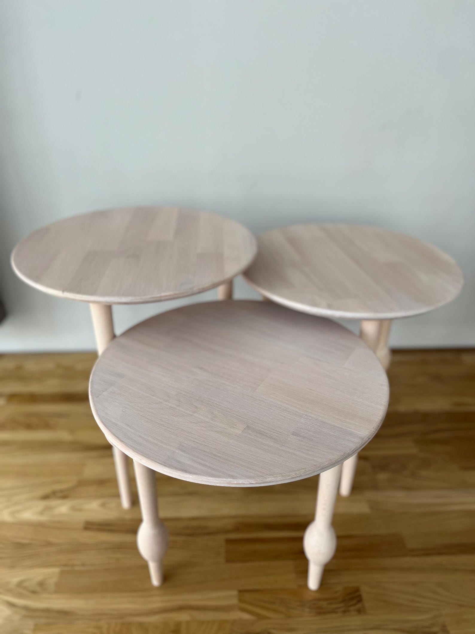 Natural Wood Beech Tree Triple Coffee Table Set, Wooden Coffee Table, Side Tables, Center Table ...