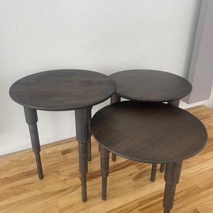 Natural Wood Beech Tree Triple Coffee Table Set, Wooden Coffee Table ...