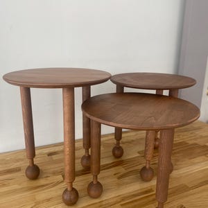 Natural Wood Beech Tree Triple Coffee Table Set, Wooden Coffee Table ...