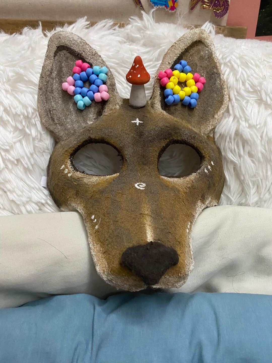 Unique Hand Crafted Coyote Mask. Hand Painted Felt "fur" With ...