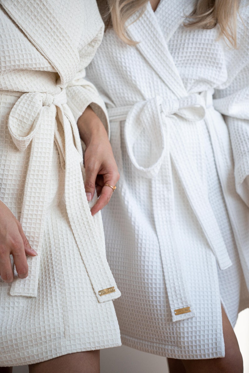 Milky Waffle Kimono Home Robe From Natural Absorbent Textile Best for ...