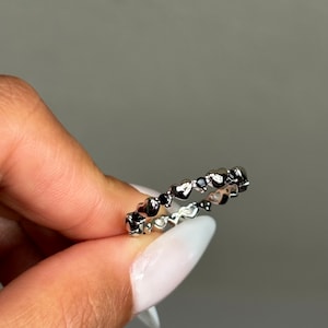 CZ Eternity Heart Ring, Sterling Silver Rings, Simple Silver Band ...