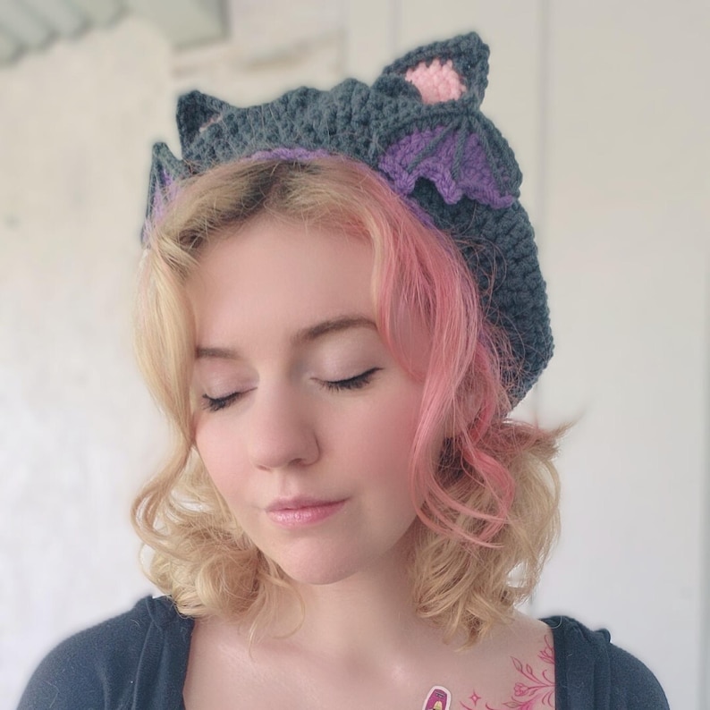 Kawaii Bat Beret Crochet Pattern, Spooky Halloween Hat - Etsy Australia