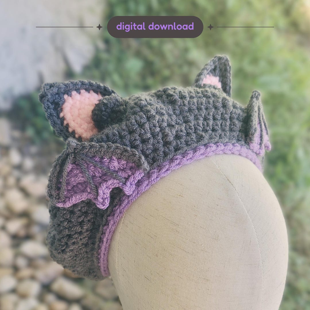 Kawaii Bat Beret Crochet Pattern, Spooky Halloween Hat - Etsy Australia