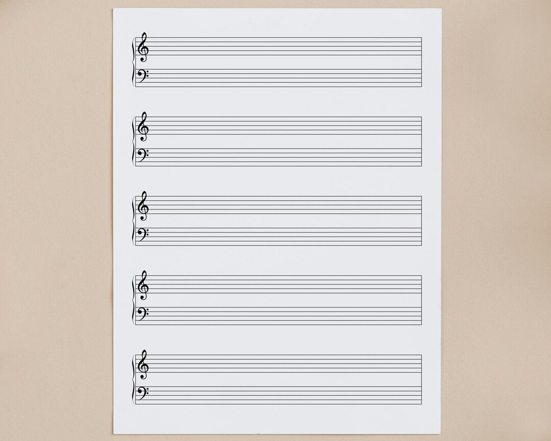 Printable Wide 12mm Blank Music Composition Paper - Piano Grand Staff ...