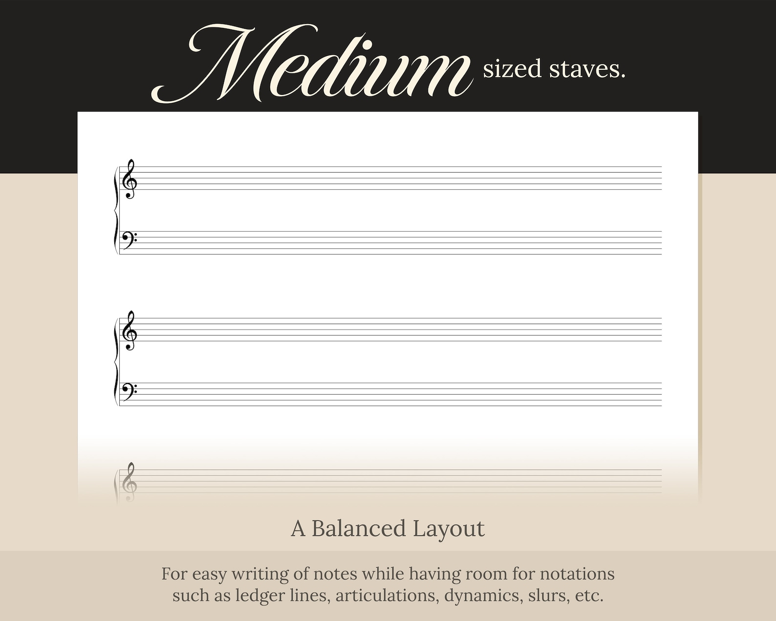Printable Music Staff Paper: Medium 8mm, A4/letter Size (PDF Download ...