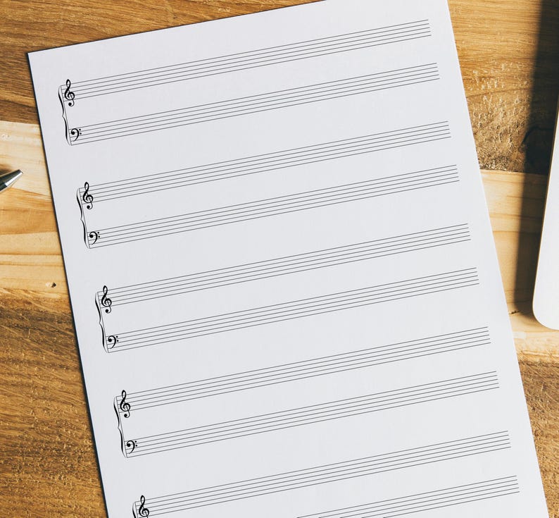 Printable Music Composition Paper - Medium 8mm - Blank Piano Grand ...